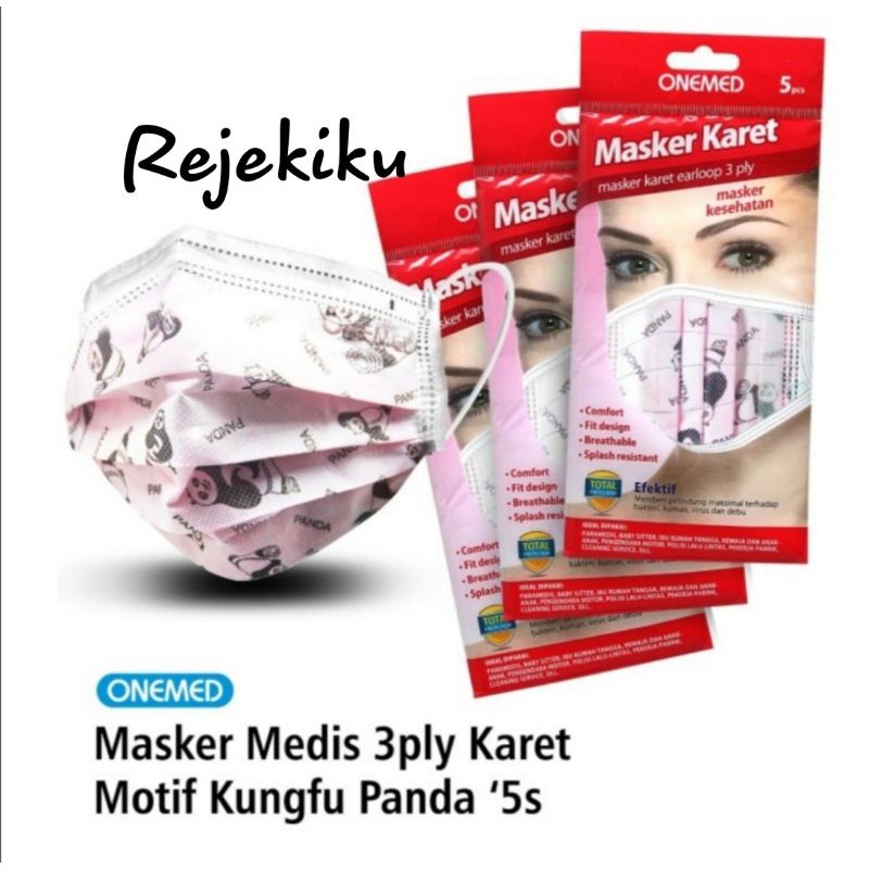 Jual Masker Medis Pink 3ply Earloop Onemed isi 5pc/pack | Shopee Indonesia