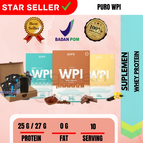 Jual PURO WPI Isopro 300gr 300 Gram 10 servings 10 Serv Whey Protein ...