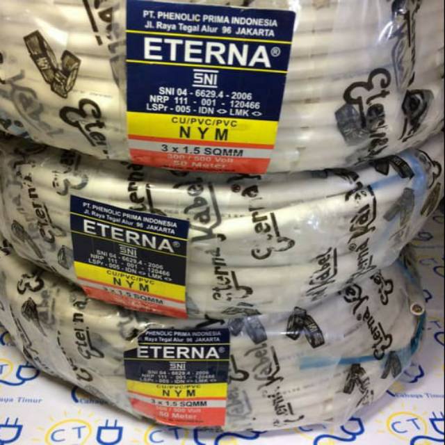 Jual Kabel Eterna NYM 3x1.5 mm meteran 3x1,5 kabel listrik | Shopee Indonesia