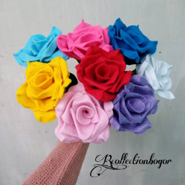 Jual 1 buket isi 10 bunga flanel / High Quality Flannel Artificial Rose ...