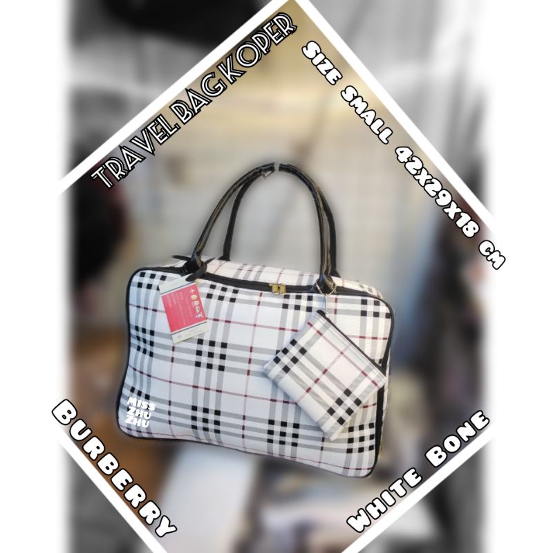 Jual Travel Bag Koper Burberry White Bone size small _ TBK Burberry ...