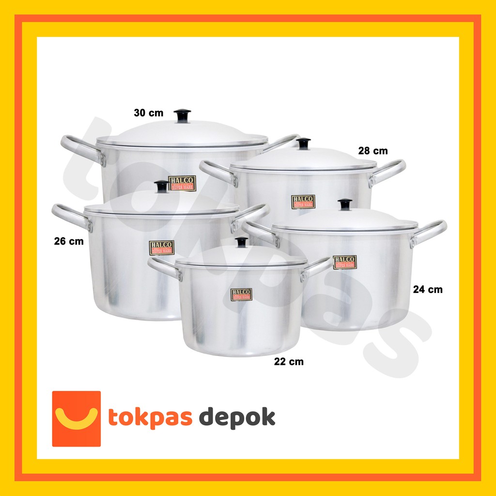 Jual Panci Set Aluminium Tinggi 22 24 26 28 30 cm Halco Panci Sayur ...