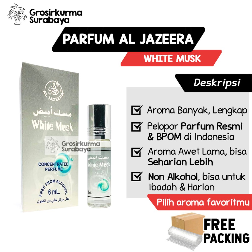 Jual Parfum Al Jazeera WHITE MUSK Misik Putih BPOM Rasa Arab Non ...