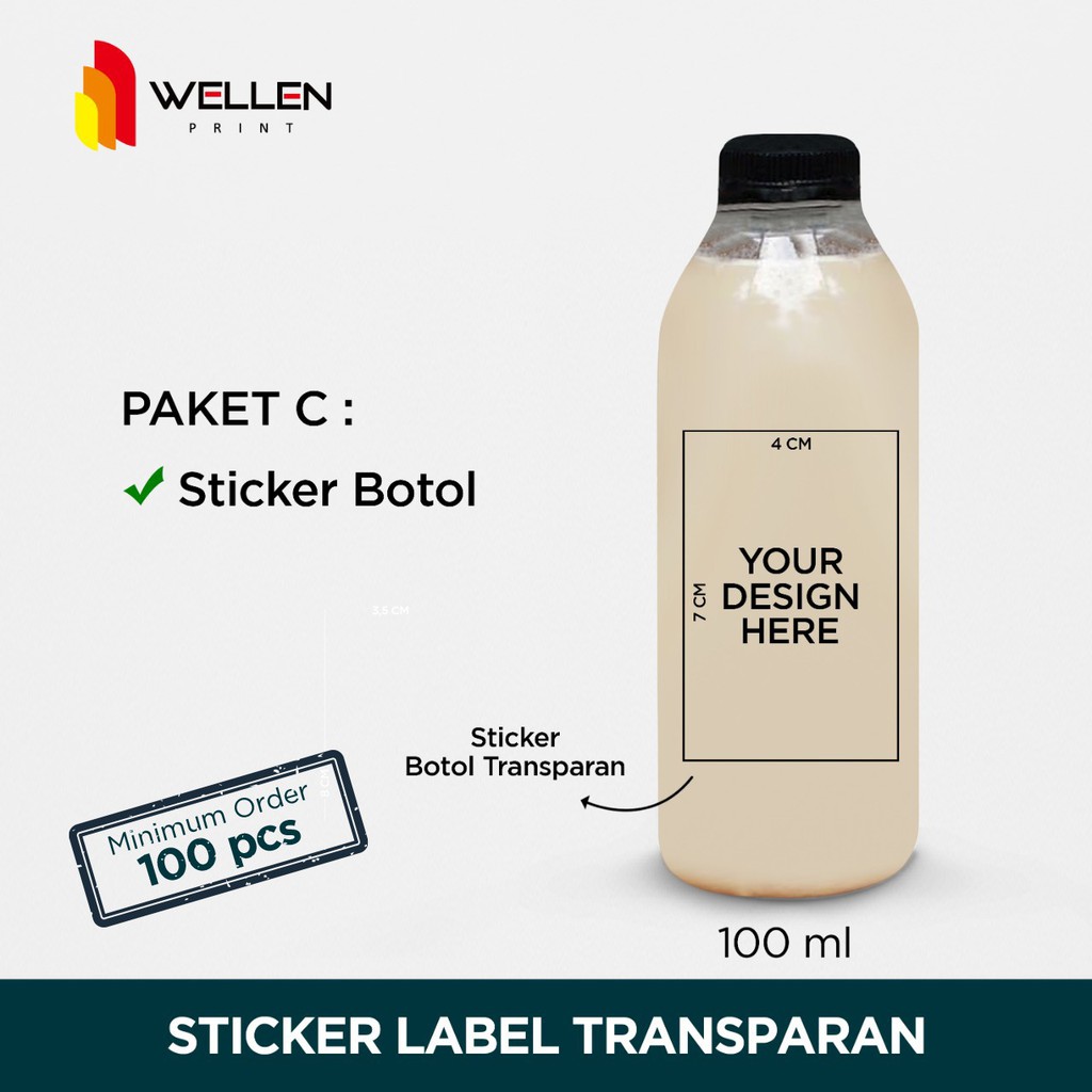 Jual WELLEN PRINT - Sticker botol minuman transparant sticker label ...