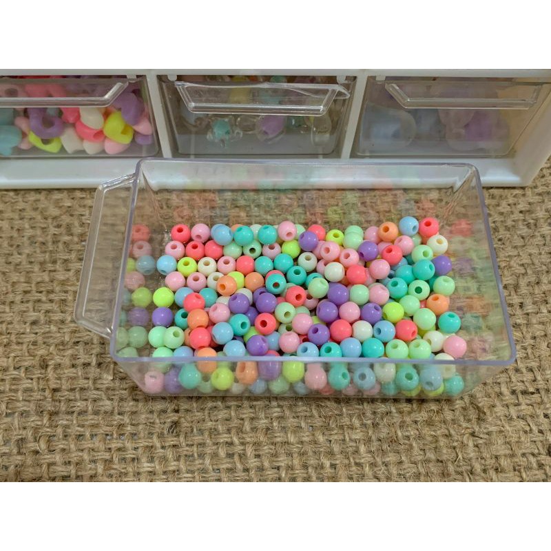 Jual bahan Craft manik/mote bulat kapur warna pastel 6mm dan 8mm | Shopee Indonesia