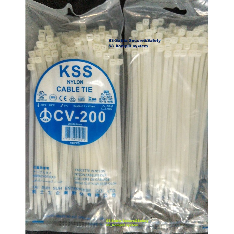 Jual Cable Ties KSS CV 200 / Kabel Ties KSS CV200 (Hitam/Putih) 100 Pcs | Shopee Indonesia