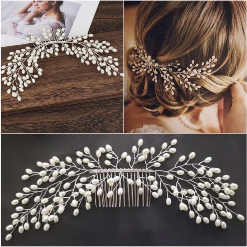 Jual Sirkam sanggul mahkota pengantin mutiara SRK 44 B | Shopee Indonesia
