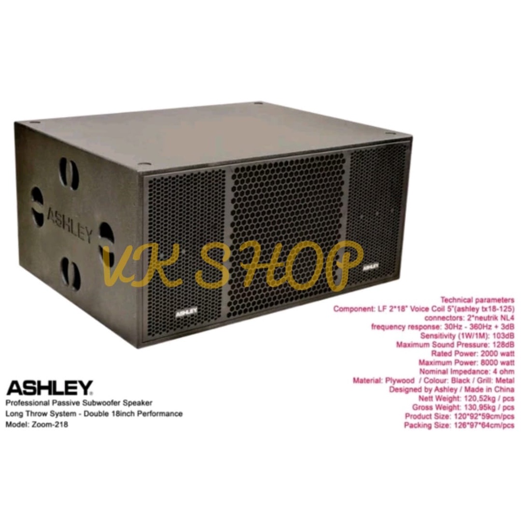 Jual SUBWOOFER PASIF ASHLEY ZOOM 218 / ZOOM218 ORIGINAL 2X18 INCH ...