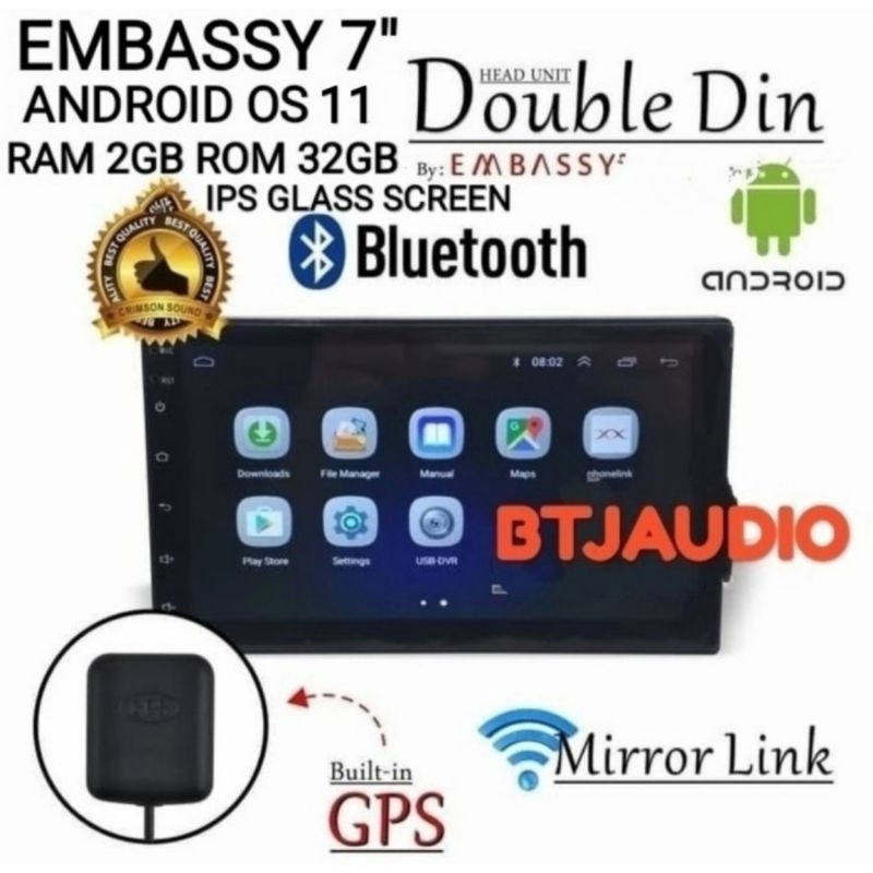 Jual HEAD UNIT TAPE MOBIL DOUBLE DIN ANDROID OS 10 EMBASSY GPS FULL HD ...