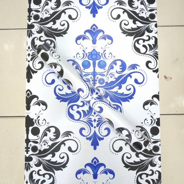 Jual Wallpaper dinding motif batik hitam biru | Shopee Indonesia