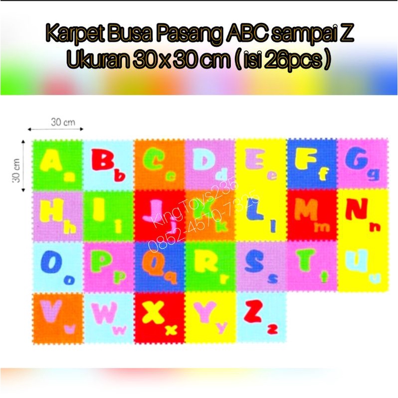 Jual Mainan Anak Karpet Busa Puzzle Pasang ABC Sampai Z Ukuran 30x30cm ...