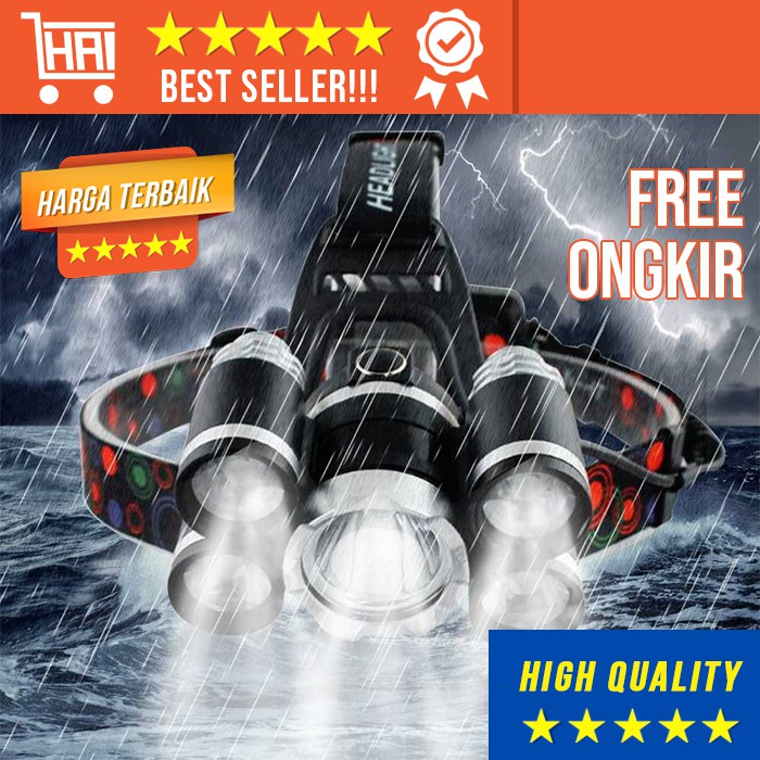 Jual HEADLAMP LED CREE LAMPU SENTER IKAT BODY KEPALA MALAM BERBURU MANCING 4 MODE ZOOM KEDIP ...