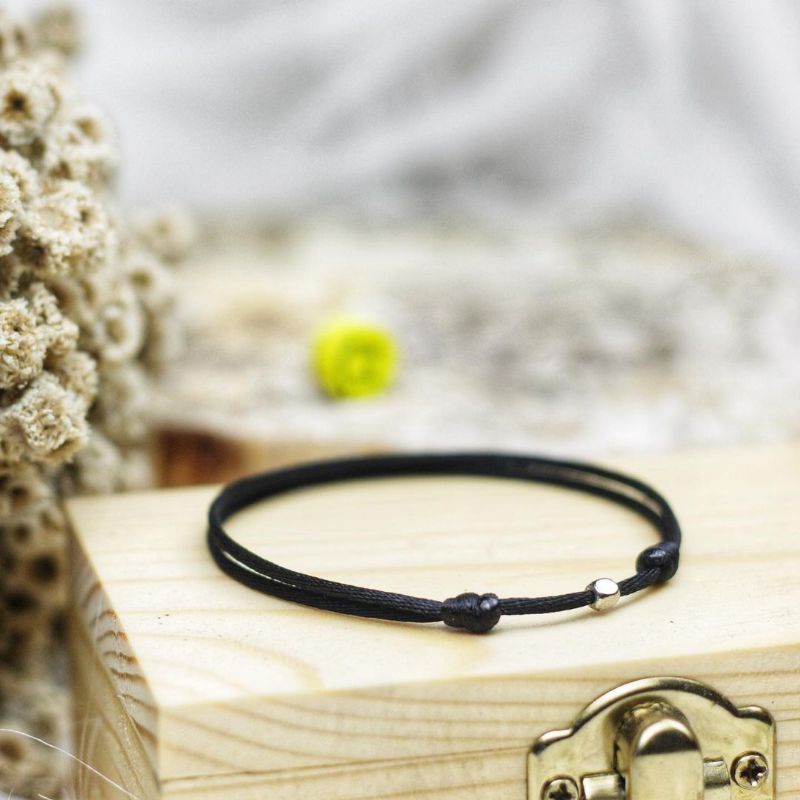 Jual Gelang tali Do hitam couple manik silver simple handmade | Shopee ...