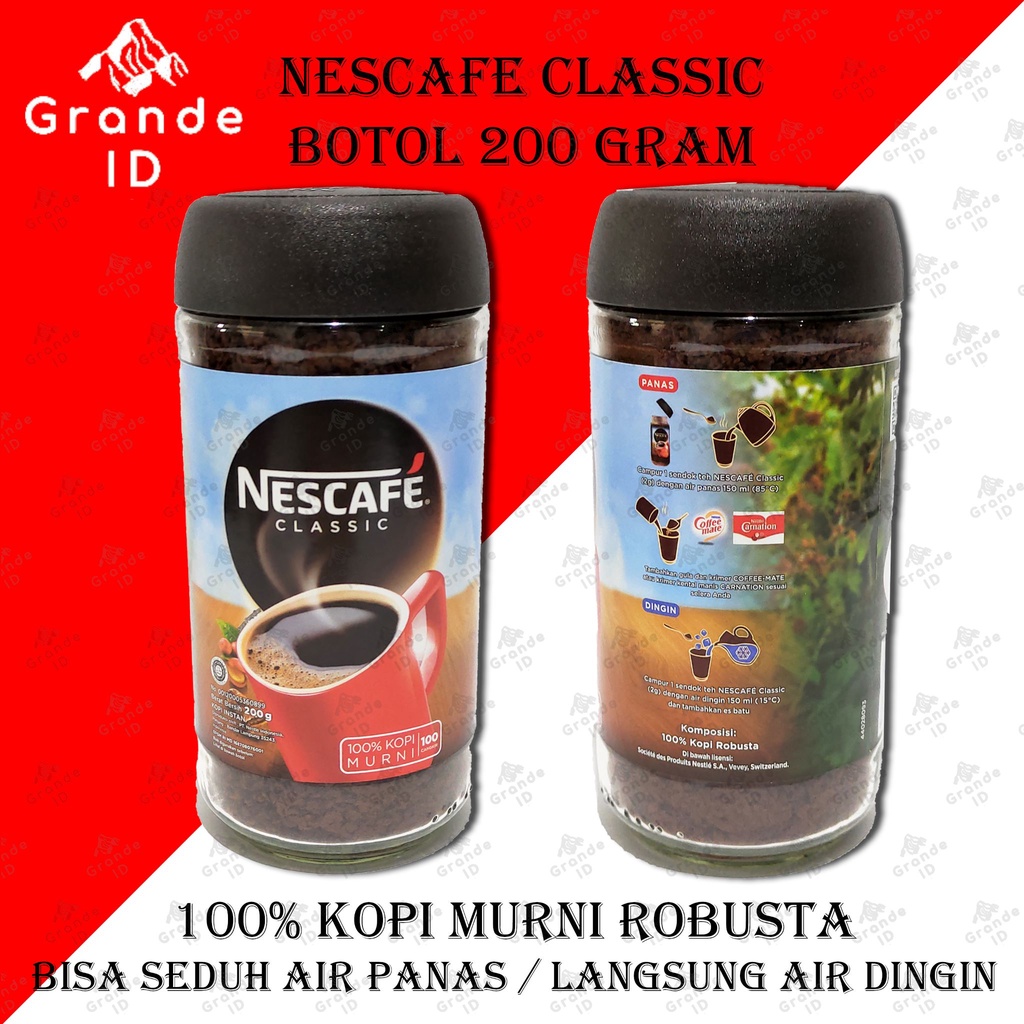 Jual NESCAFE BOTOL 200 GRAM NESCAFE CLASSIC JAR KOPI INSTANT NESTLE ...