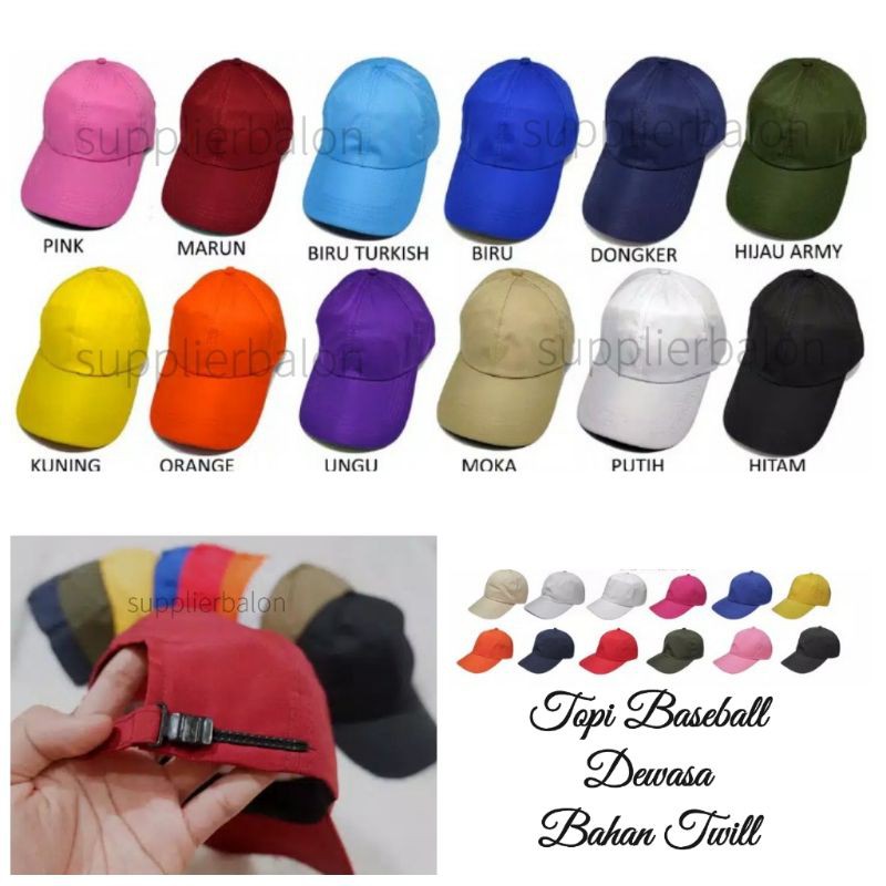 Jual Topi polos baseball dewasa pria wanita bahan twill rell | Shopee ...