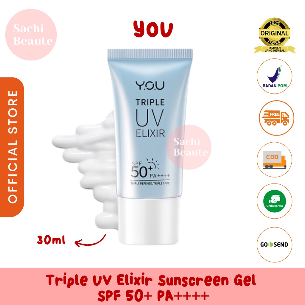 Jual YOU Y.O.U Triple UV Elixir Sunscreen Gel SPF 50+ PA++++ [UBA UVB Blue Light Protection ...