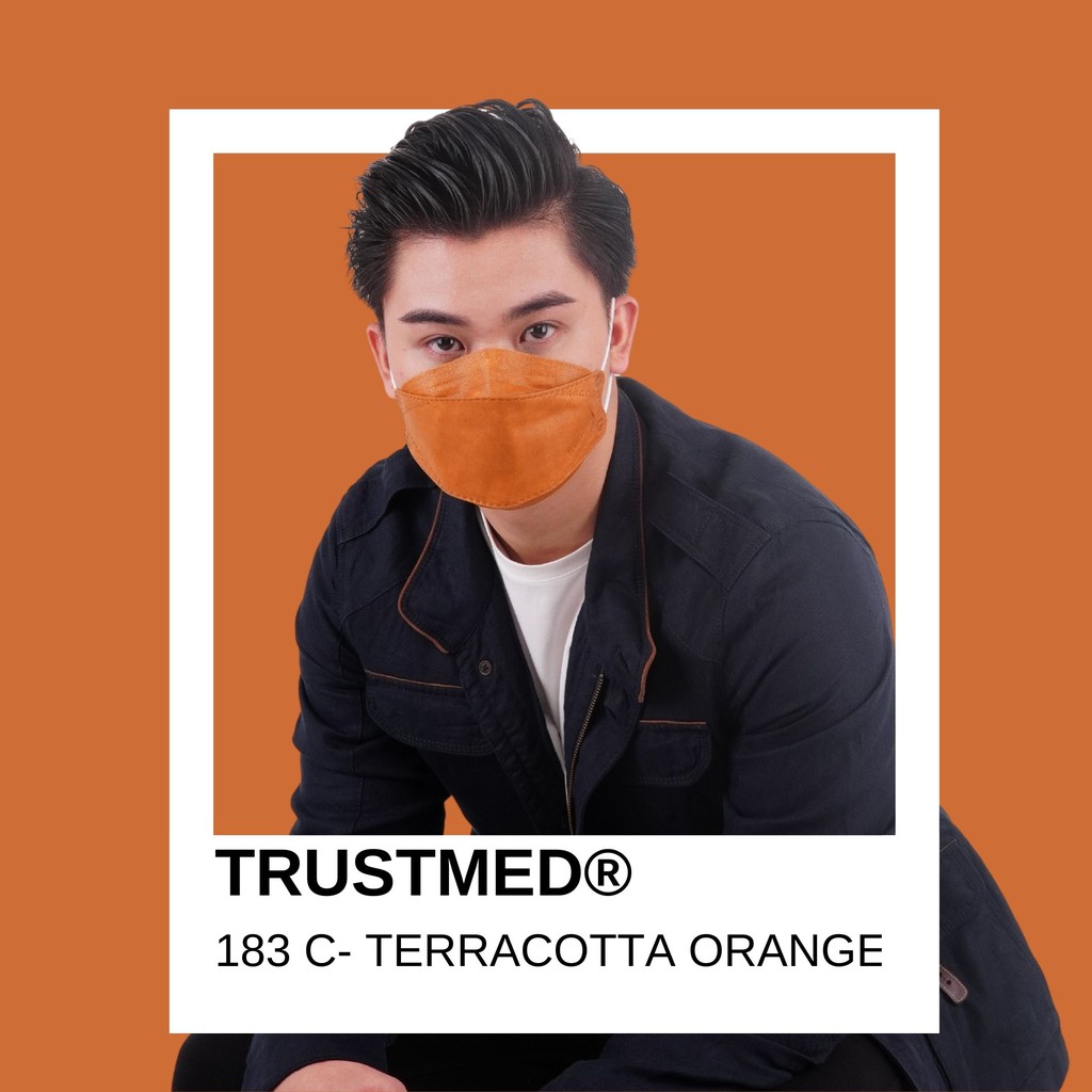 Jual Trustmed INguard MASK 4 ply Terracotta Orange | Double meltblown ...