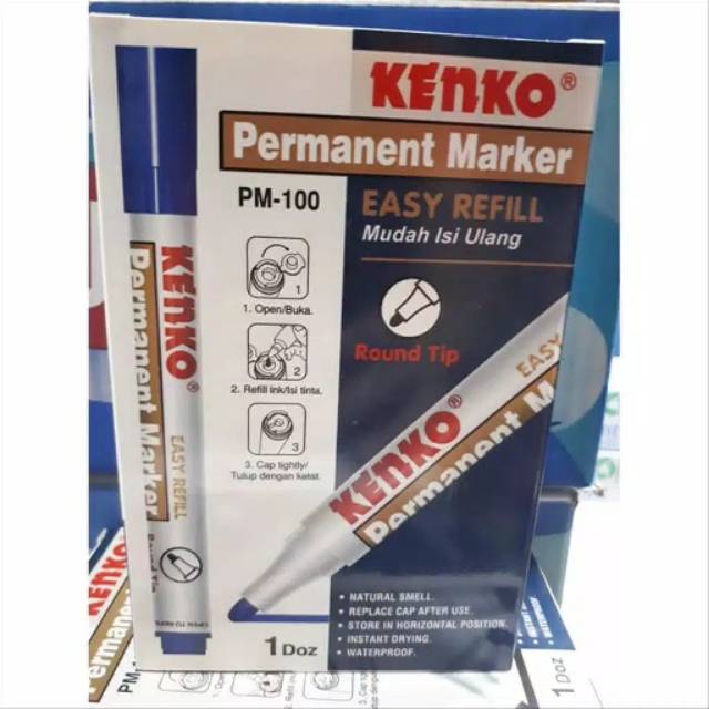 Jual Permanent Marker HITAM spidol KENKO PM-100 (12PCS) | Shopee Indonesia