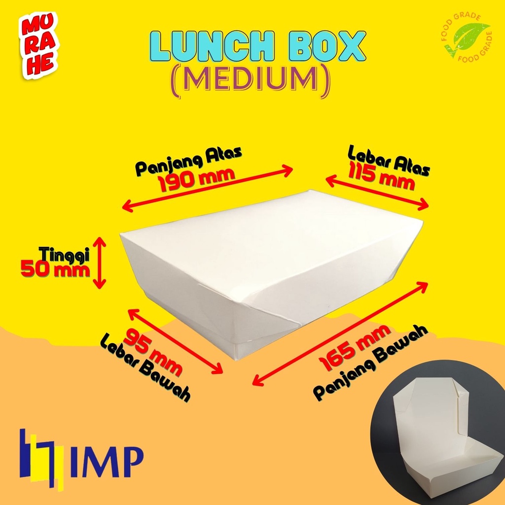 Jual Paper Lunch Box M Bahan Food Grade / Kotak Makan Kertas Ukuran M ...