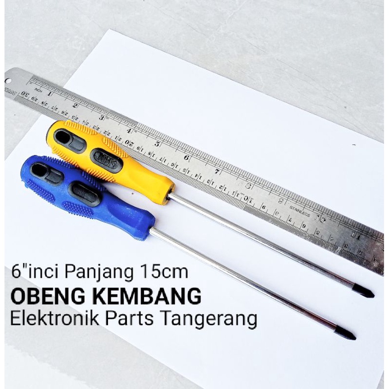 Jual (1 Buah) OBENG KEMBANG 6 INCI 15CM OBENG + OBENG GAGANG KARET HDT ...