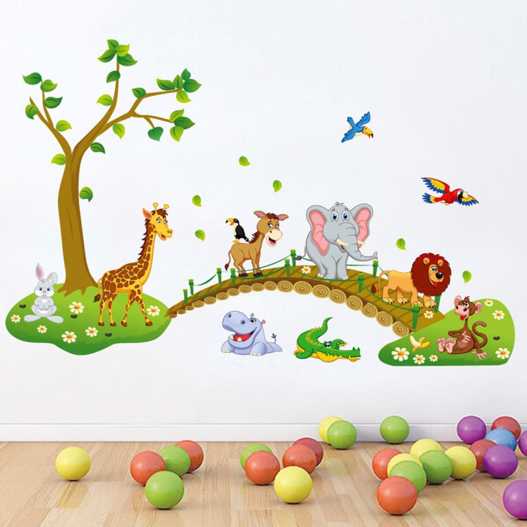Jual Sticker Dinding Diy Wallpaper Kids Cartoon Animal | Shopee Indonesia
