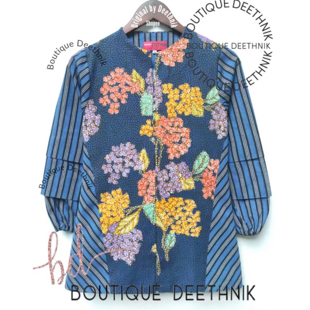 Jual deethnik - baju batik cap tulis mix lurik asli warna biru | Shopee ...