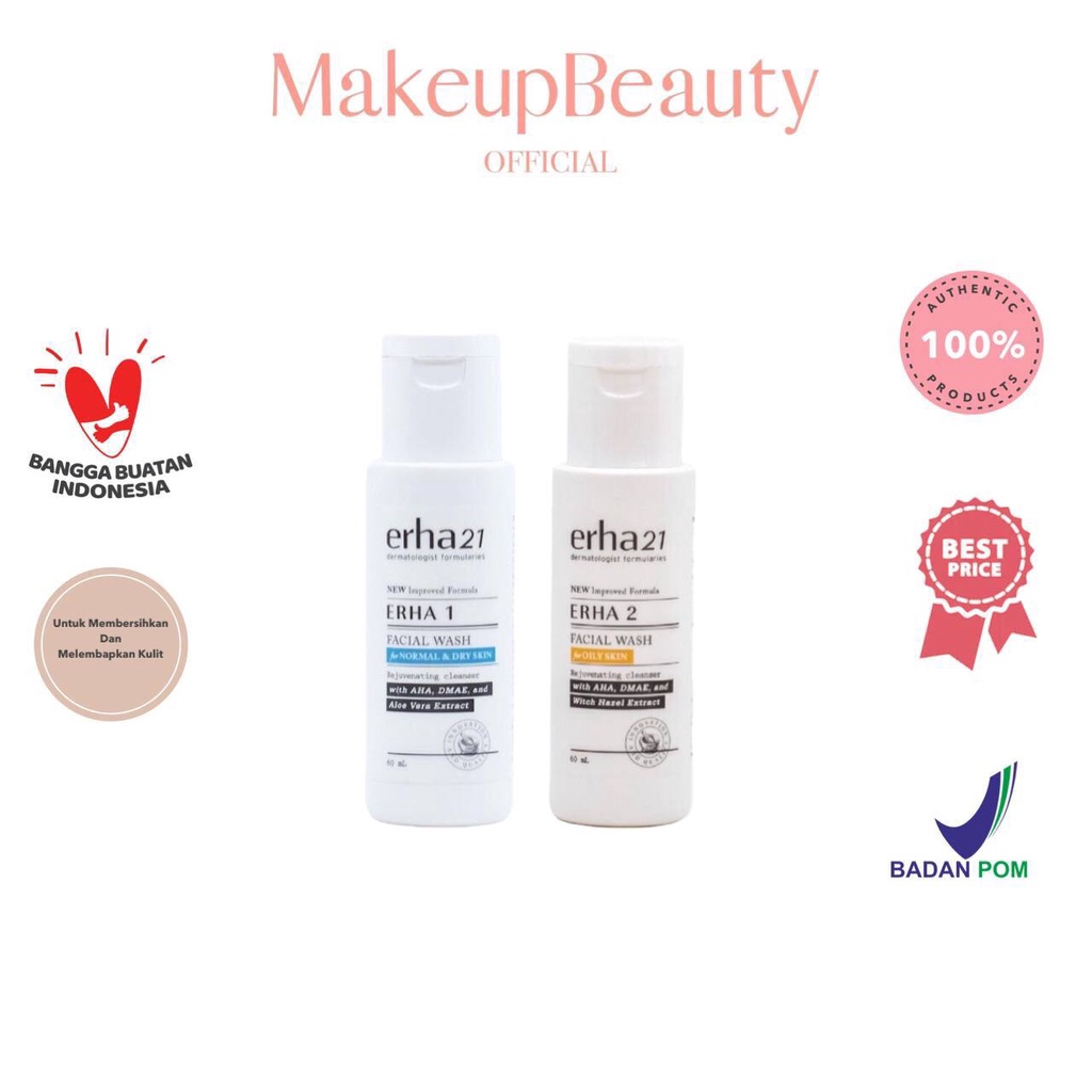 Jual ERHA 1 Facial Wash for Normal & Dry Skin / Erha 2 Facial Wash for ...