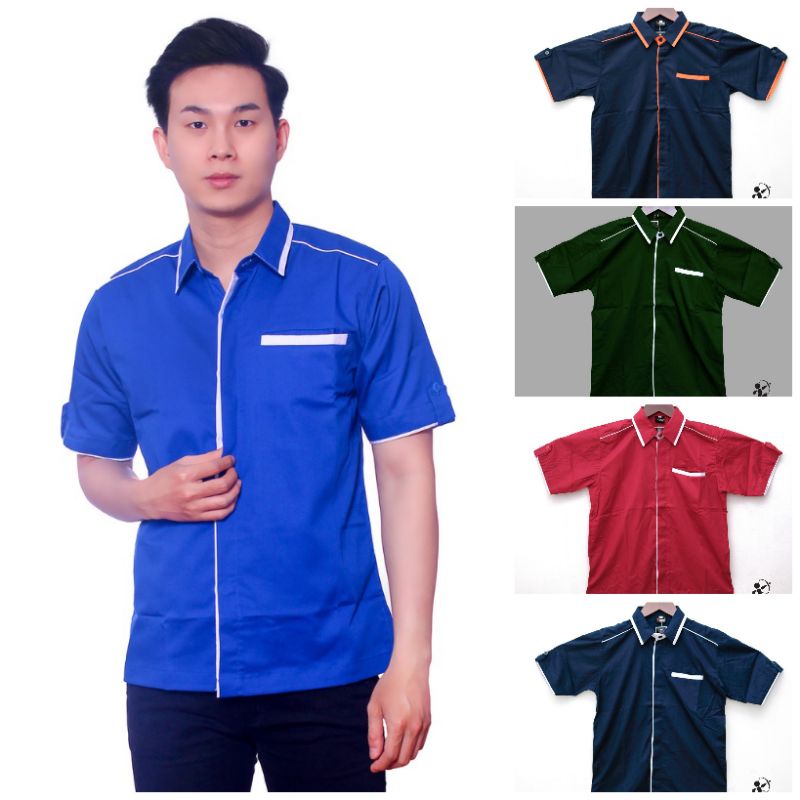 Jual DNL 067 Kemeja Seragam Kerja Kantor , Kemeja Seragam Kerja OB ...