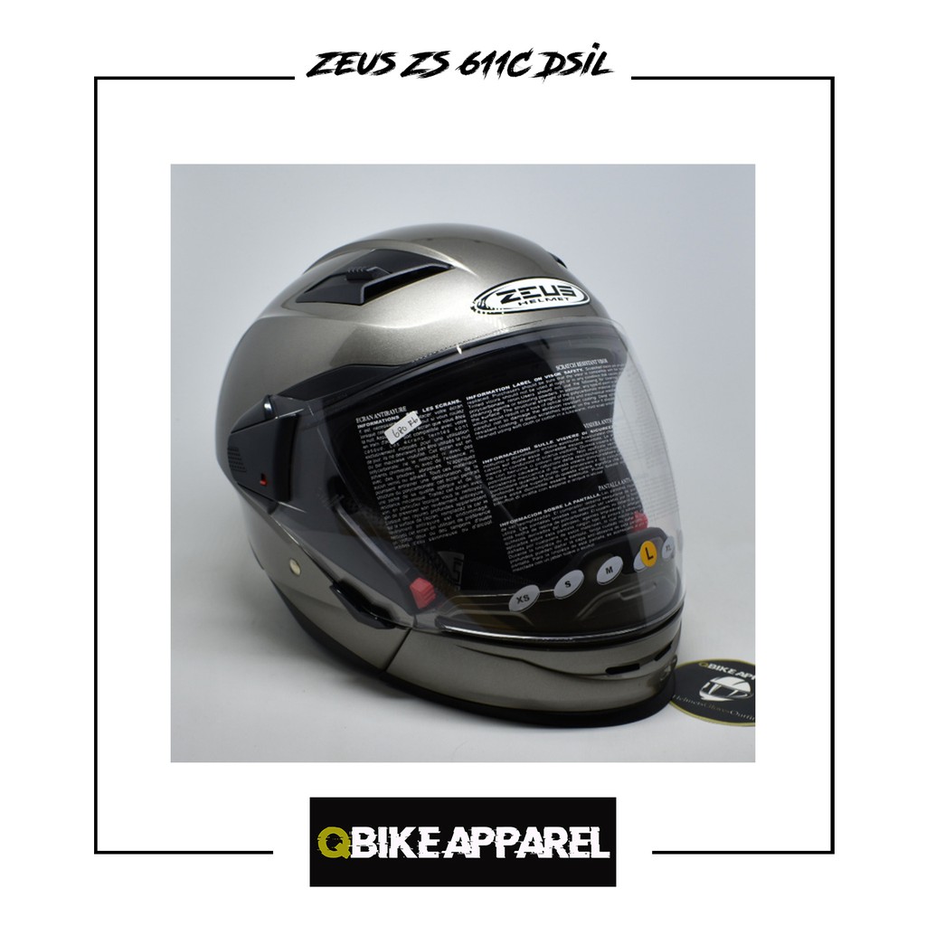 Jual Helm Full Half Face Double Visor Zeus ZS 611C Dark Silver | Shopee ...