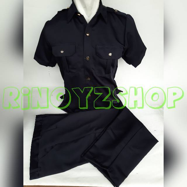 Jual Seragam Safari Security Biru Dongker Blue black Pendek /Safari ...