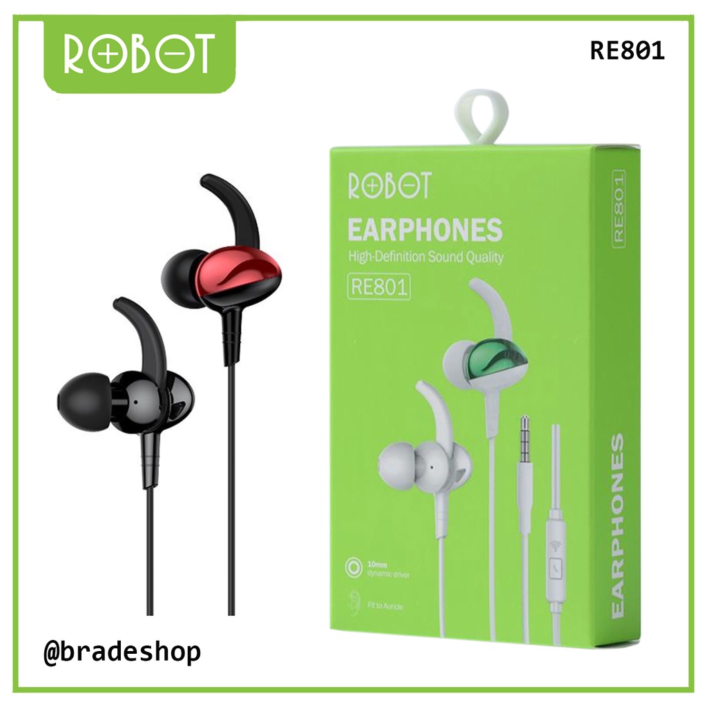 Jual Handsfree Wired Robot RE 801 Black & White - Robot Headset ...