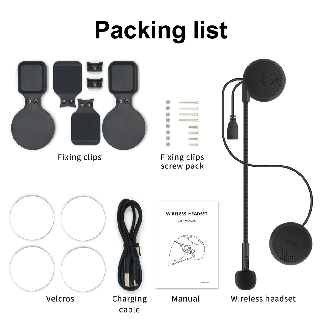 Jual M6 Headset Bluetooth Helm Wireless Headset Speaker Tipis Cocok ...