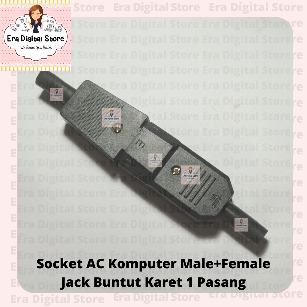 Jual Socket AC Komputer Male + Female Jack Buntut Karet 1 Pasang ...