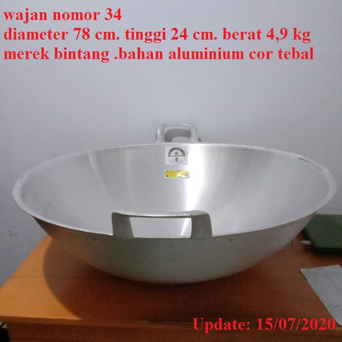 Jual Wajan penggorengan merek bintang no 34 diameter 78 cm katel ...