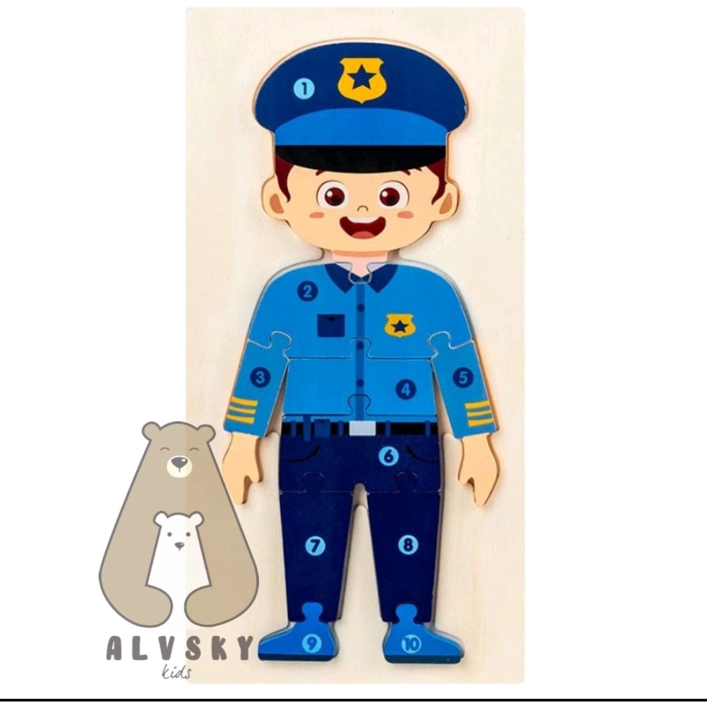 Jual MAINAN EDUKASI ANAK PUZZLE KAYU 3D CHUNKY PROFESI / MAINAN ...