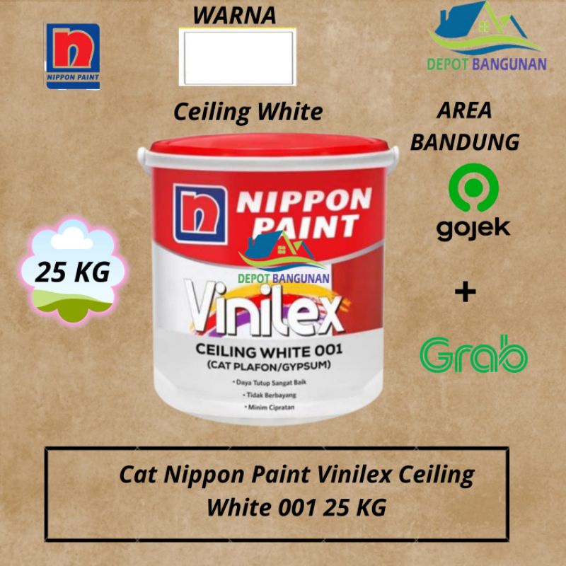 Jual Cat Plafon Gypsum Vinilex Ceiling White 001 Cat Plafond 25 KG ...