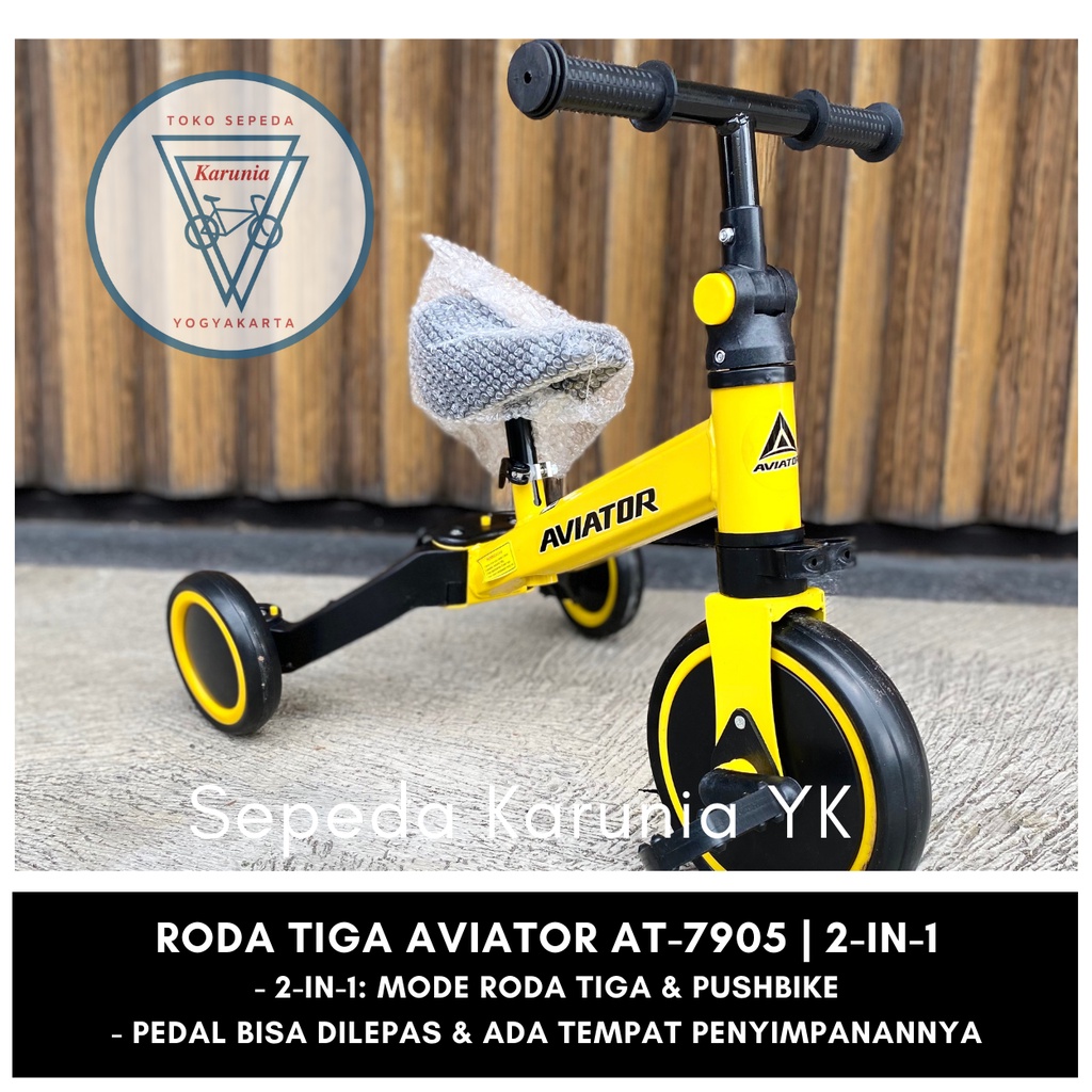 Jual Sepeda Pushbike Push Bike Roda Tiga Aviator AT 7905 | 2-in-1 ...