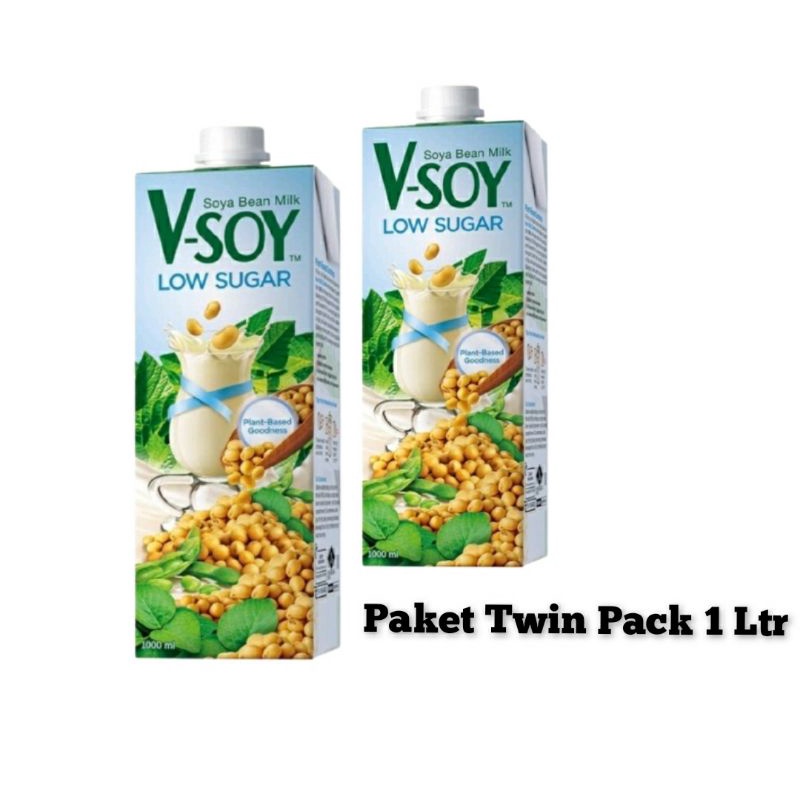 Jual V-Soy Low Sugar Soya Bean Milk Susu Kedelai Rendah Gula 1Ltr Twin ...