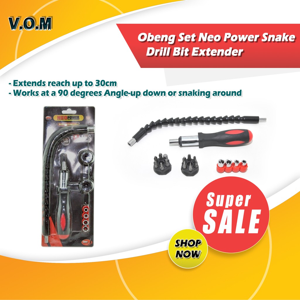 Jual Obeng Set Neo Power Snake Drill Bit Extender Obeng Lentur - 0303 ...
