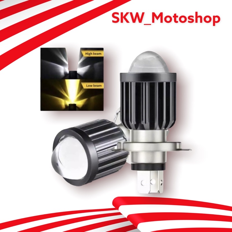 Jual COD Lampu LED Utama Motor Mobil H4 Laser 2 Warna Putih Kuning Lasergun AC DC Yamaha Vixion ...