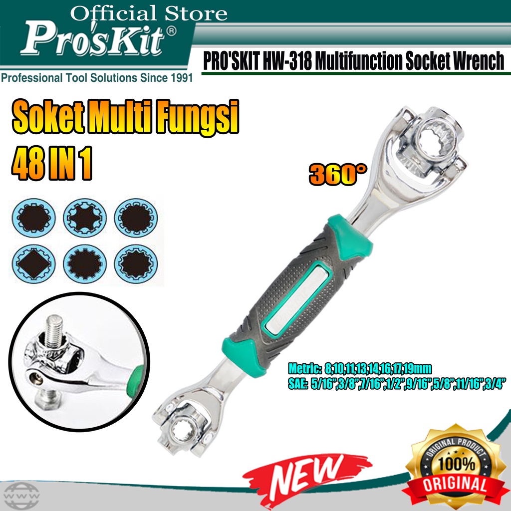 Jual Pro'sKit - Kunci Socket Multifungsi Pro'sKit Hw-318 - Multifunction Socket Wrench Hw-318 48 ...