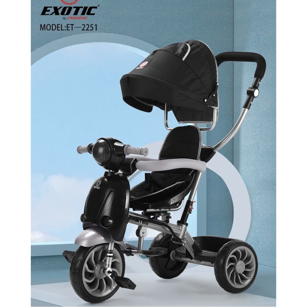 Jual SEPEDA RODA TIGA EXOTIC ET2251 HITAM KURSI PUTAR,MUSIK,CANOPY ...