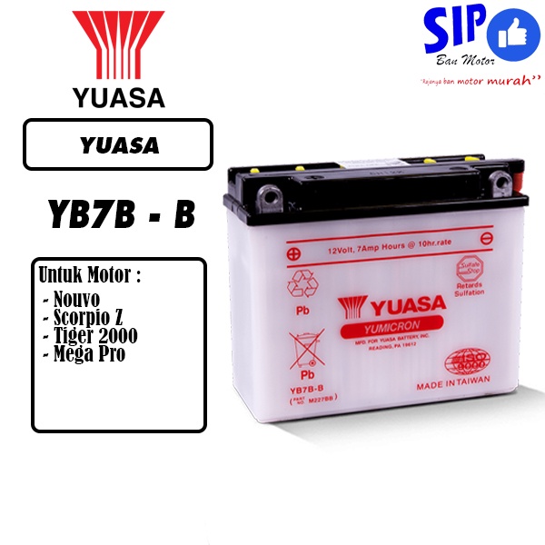 Jual Aki Yuasa YB7B B 12V 7Ah aki nouvo scorpio tiger megapro | Shopee Indonesia