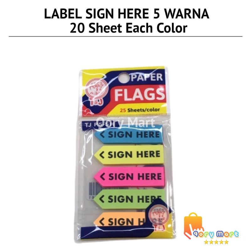 Jual STICKY NOTE SIGN HERE 5 WARNA | MEMO STICKY NOTE | Shopee Indonesia