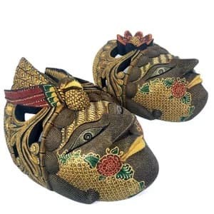 Jual Topeng Kayu Batik Halus Wajah Rama Shinta Pajangan Hiasan Dinding ...