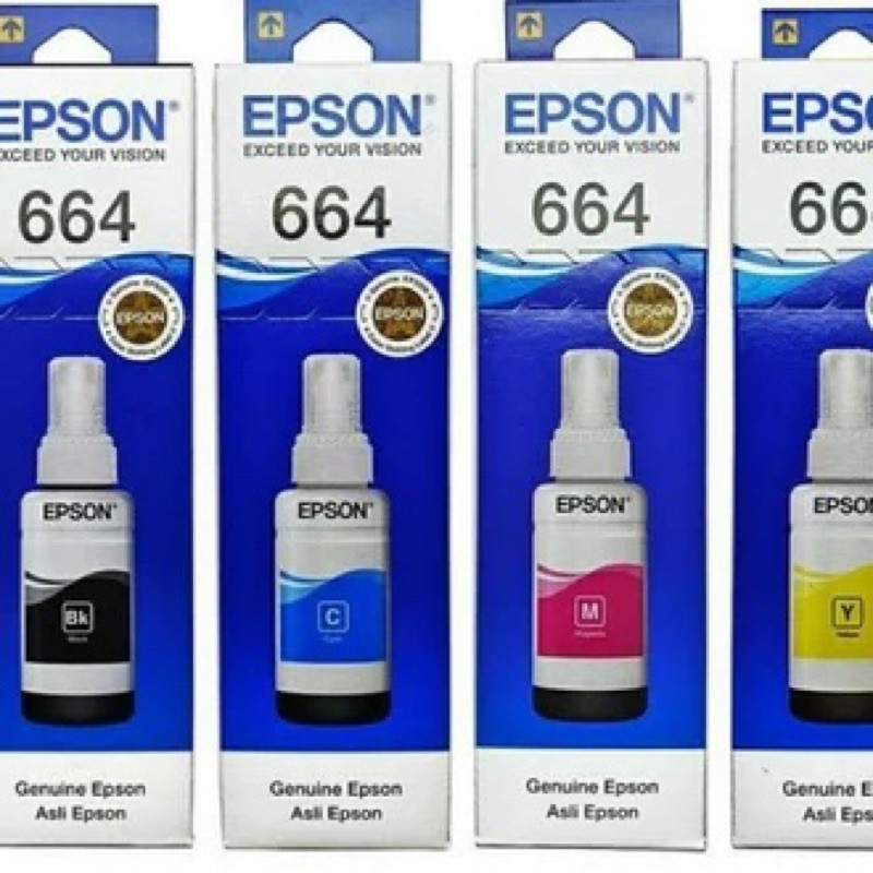 Jual TINTA PRINTER EPSON T664 BLACK CYAN MAGENTA YELLOW ORIGINAL - DISASS JOGJA | Shopee Indonesia