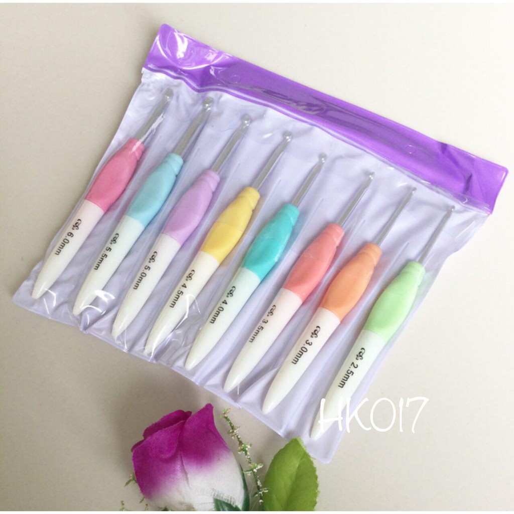 Jual Alat Rajut Set Hakpen Rajut Crochet Hook set Soft Handle 2warna ...