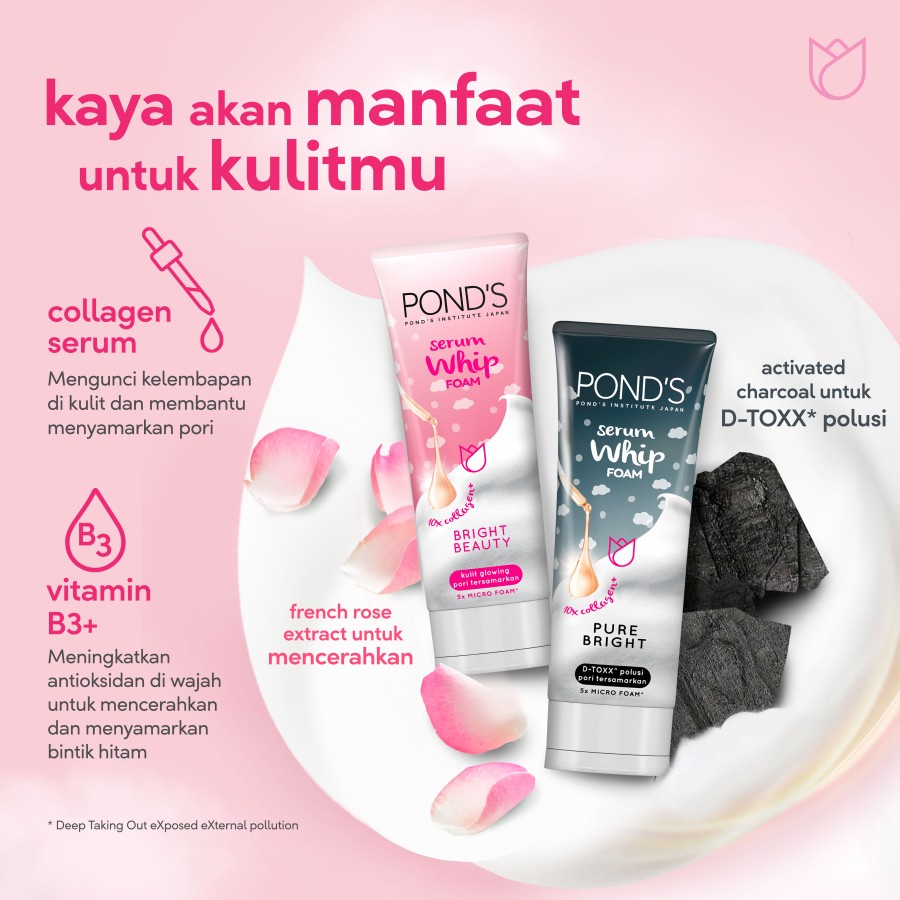 Jual POND'S Serum Whip Foam | Bright Beauty | Pure Bright 100g | Shopee ...