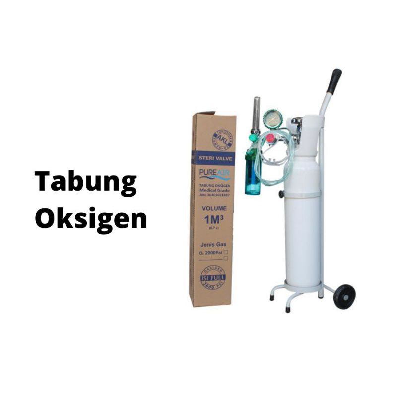 Jual Tabung Oksigen 1m3 Regulator Oxygen Medis Nasal Kanul Selang Hidung Troli Trolley | Shopee ...