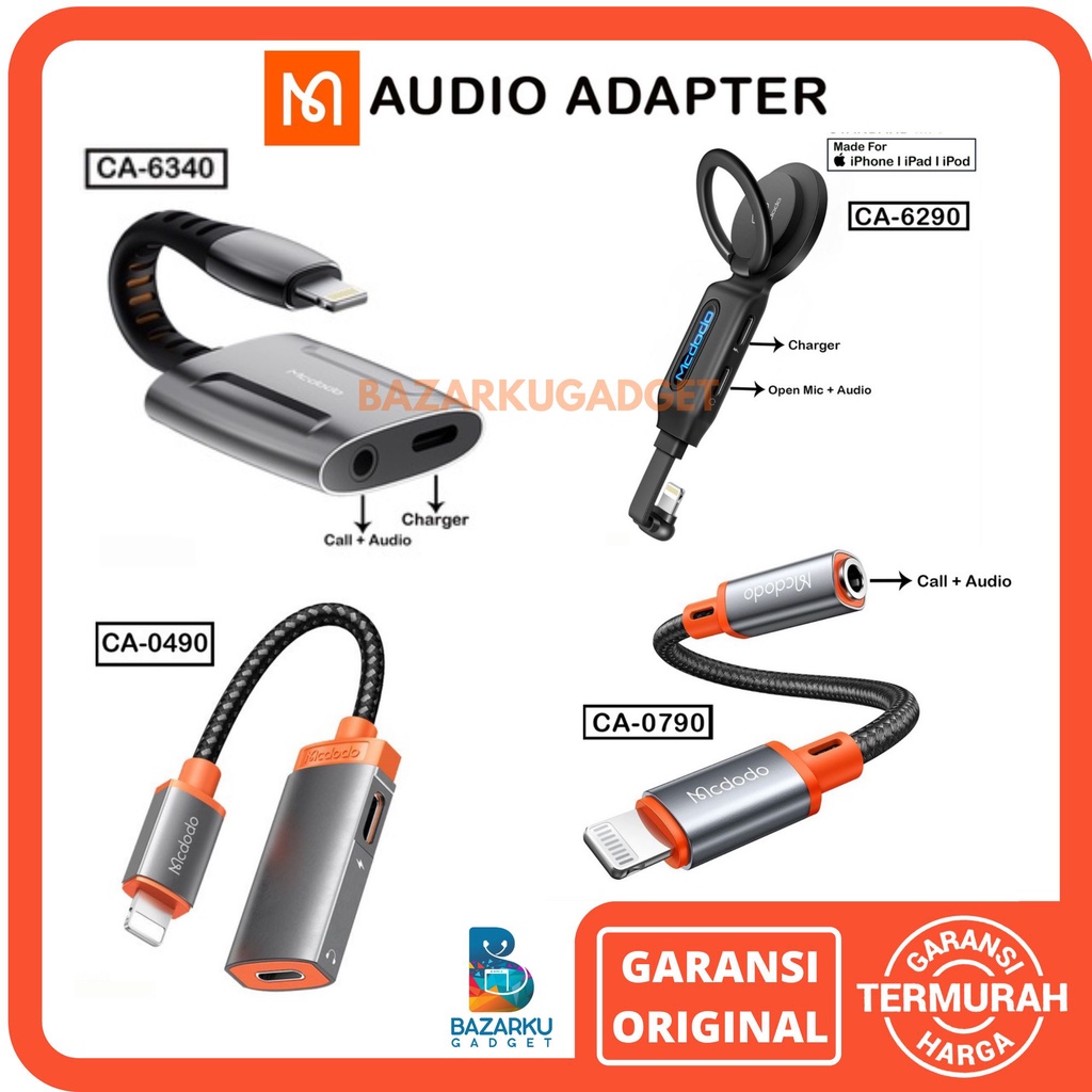 Jual Mcdodo CA6340 Jack Audio 2 In 1 Lightning Original Sambungan Audio ...